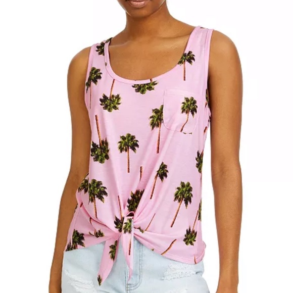 Rebellious One | Tops | Rebellious One Juniors Palm Tree Pink Tank Top ...